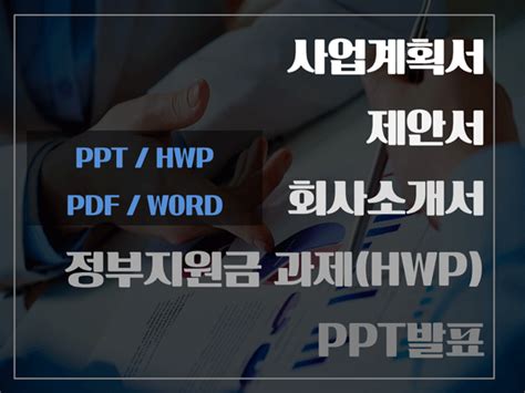 사업계획서제안서상품기획서정부지원금 Ppthwpwordpdf작성해 드립니다 마케팅비즈니스 사업계획 재능 제작의뢰