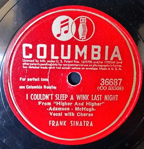 Frank Sinatra I Couldnt Sleep A Wink Last Night A Lovely Way To Spend An Evening Shellac