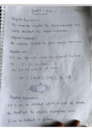 Unit Unit Notes FINITE AUTOMATO Automata Whats It The Term Automata Comes From The