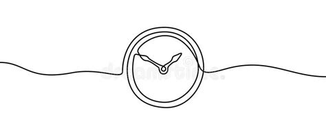 Clock Shape Drawing By Continuos Line Stock Vector Illustration Of