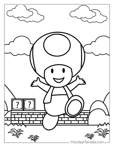 A Cartoon Mushroom Sitting On Top Of A Brick Wall