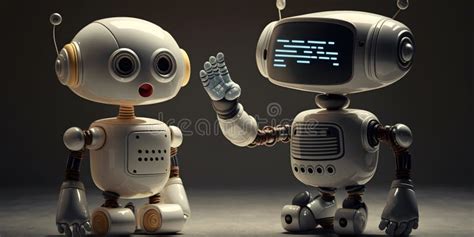 Cute Little Robots System Artificial Intelligence Chatgpt Chatbot Ai Technology Intelligent