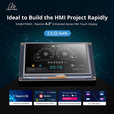 Nextion NX4827K043 4 3 Enhanced Series HMI Touch Display
