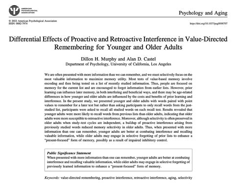 Differential Effects Of Proactive And Retroactive Interference In Value Directed Remembering