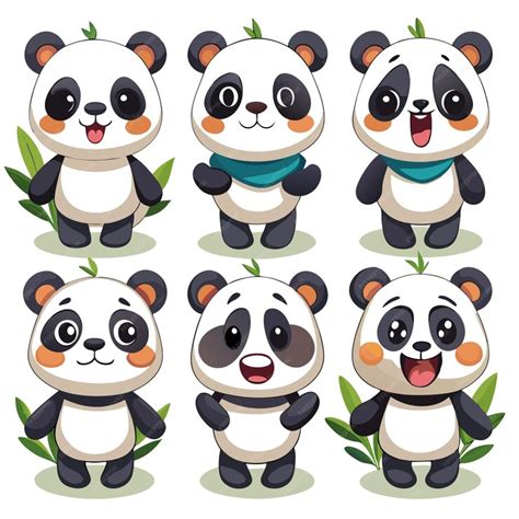 Cute Cartoon Pandas Displaying Various Emotions And Poses Premium Ai Generated Vector