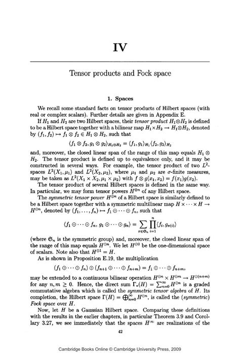 Tensor Products And Fock Space Chapter 4 Gaussian Hilbert Spaces