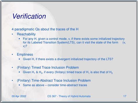 Ppt Theory Of Hybrid Automata Powerpoint Presentation Free Download