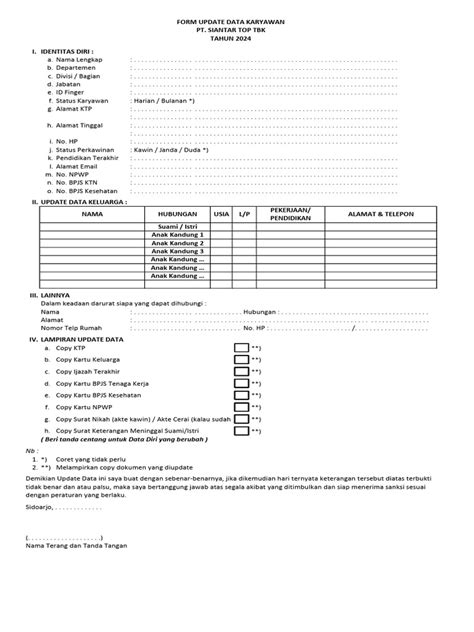 Form Update Data Karyawan 2024 Pdf