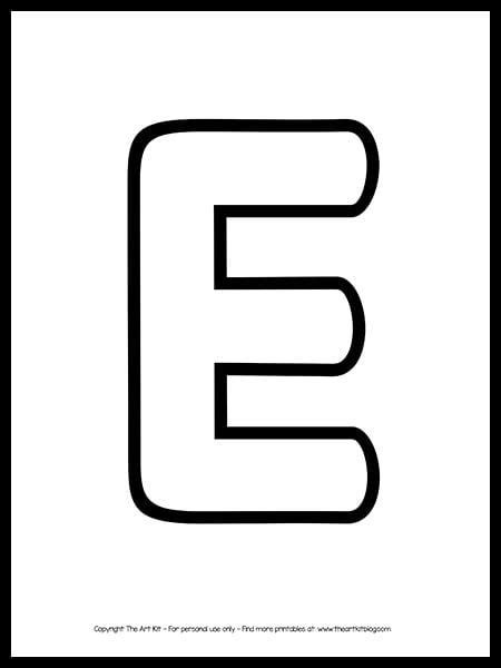 Uppercase Letter E Outline Printable Free