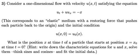 solved 3 consider a one dimensional flow with velocity u x