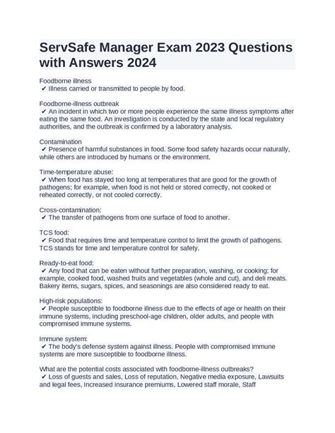 ServSafe Manager Exam 2023 Questions With Answers 2024 Exams Medicine