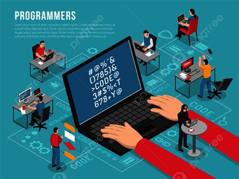 Computer Programmers Work Isometric Conceptual Composition Poster With Software Developer Code