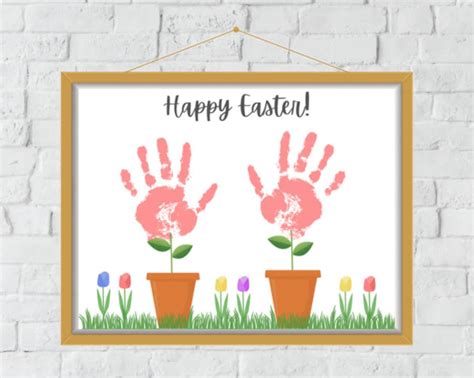 Easter Printable Handprint Art Happy Easter Instant Digital