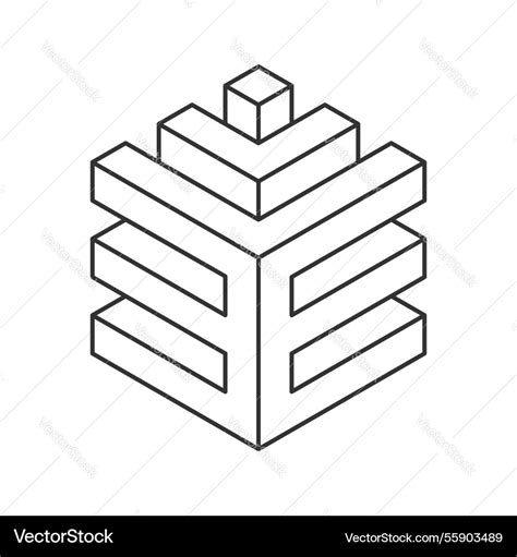 Abstract Isometric Cube Design Layered Structure Vector Image