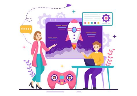 Video Game Development Vector Illustration With Games Digital