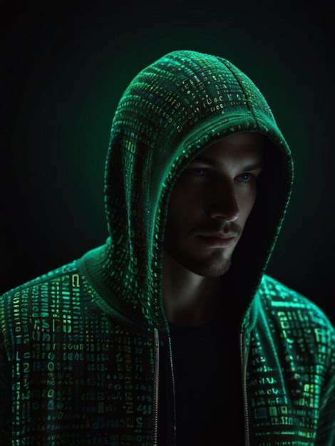 Cyber Security Hacker With Binary Background Premium Ai Generated Image