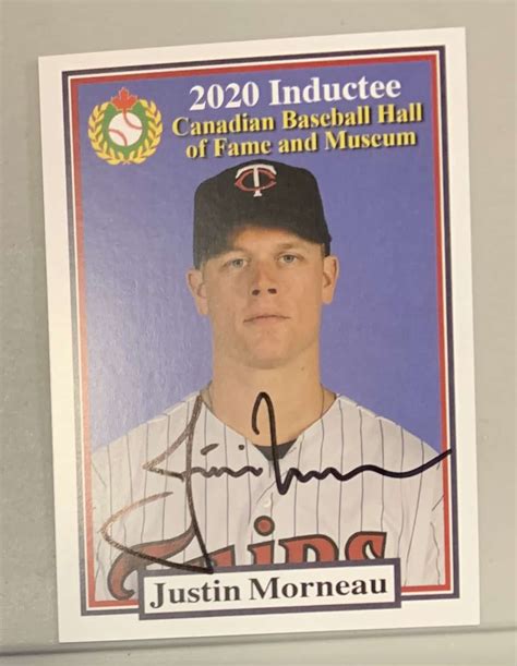 Justin Morneau Inductee Card Canadian Baseball Hall Of Fame And Museum