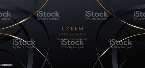 추상 3d 금색 곡선 어두운 색과 금색 리본 검은 배경에 조명 Effec 및 텍스트 복사 공간 럭셔리 디자인 스타일 1위에 대한 스톡 벡터 아트 및 기타 이미지 Istock