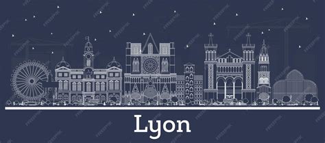 Beyaz Binalar Ile Lyon Fransa Şehir Silüeti Ana Hattı İş Seyahati Ve Tarihi Mimari Ile Konsept