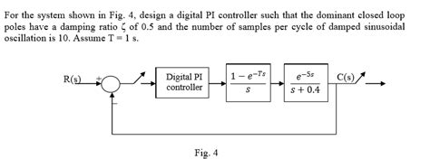 solved for the system shown in fig 4 design a digital pi