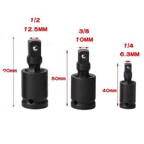 3pcs 1 2 Impact Universal Joint Set 360 Degree Air Impact Wobble Socket Adapter