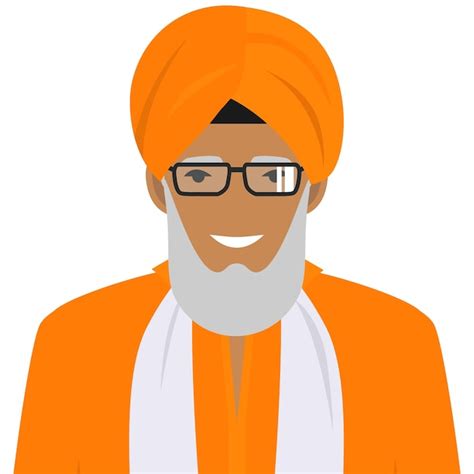 Indischer Alter Mann Gesicht Avatar Premium Vektor
