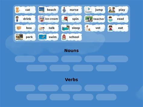 Noun And Verb Sort Group Sort