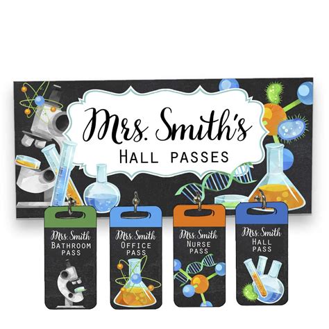 Science Class Hall Pass Hanger And Passes Custom Decor And