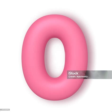사실적인 3d 글꼴 색상 분홍색 숫자 0 풍선 형태의 숫자입니다 제품 광고 웹 배너 전단지 인증서 및 엽서에 대한 템플릿 벡터 일러스트 레이 션 0명에 대한 스톡 벡터 아트