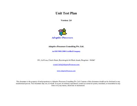 Unit Test Plan Template Excel Xls
