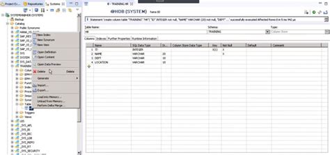 tables in sap hana easy steps to create tables using sql console and modeler dataflair