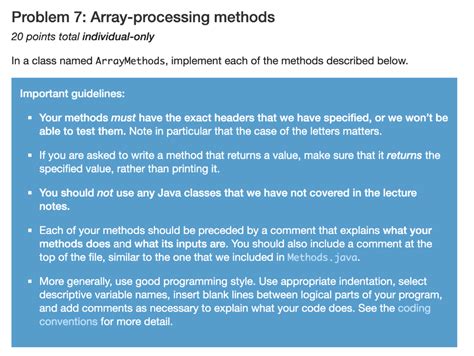 Solved Problem 7 Array Processing Methods 20 Points Total