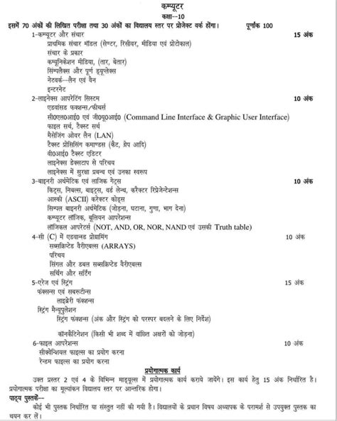Up Board Class 10 Computer Syllabus 2025 Highschool New Syllabus Available Here