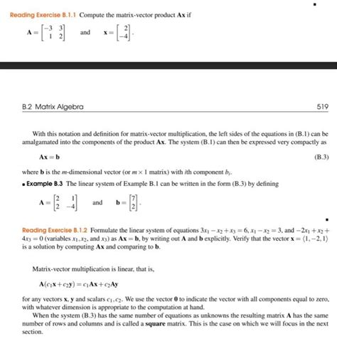 Solved Reading Exercise B 1 1 Compute The Matrix Vector