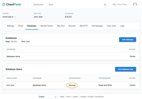 Databases Cloudpanel Documentation