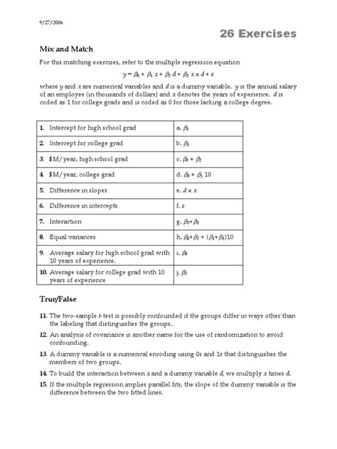 Ch26 Exercises Pdf Dummy Variable Statistics Regression Analysis