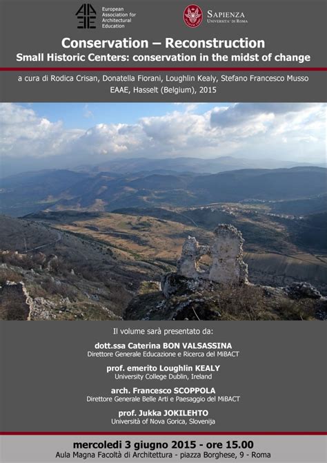Presentazione Del Volume Conservation Reconstruction Small Historic Centers Conservation In