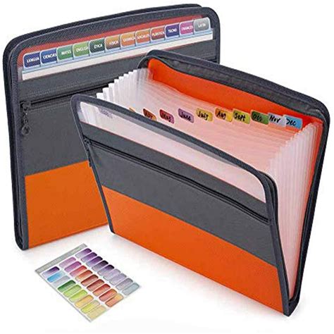 Leeyneer 13 Pocket Expanding File Folder With Sticky Labels Accordion File Folder Document