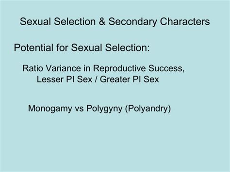 On Sexual Selection