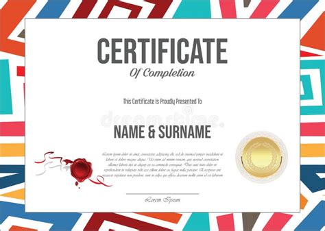 Certificate Or Diploma Retro Design Template Stock Vector Illustration Of Laurels Labels