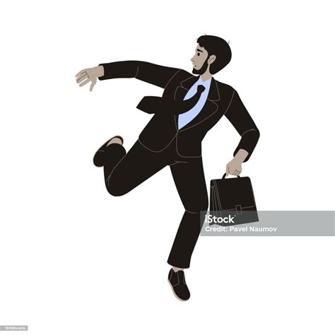 검은 양복을 입은 남자 사무실 직원이 서류 작업에서 탈출 벡터 일러스트레이션 생존에 대한 스톡 벡터 아트 및 기타 이미지 생존 한 사람 개념 Istock