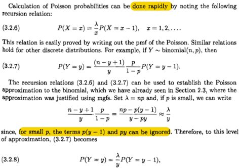 Mathematical Statistics Logic For Poisson Approximation To Binomial