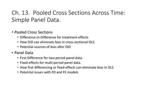 Ppt Ch 13 Pooled Cross Sections Across Time Simple Panel Data