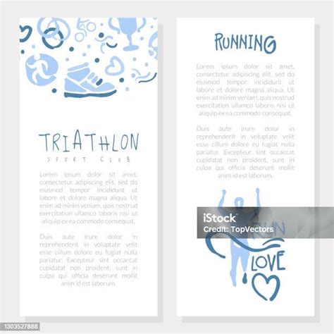 텍스트 스포츠 이벤트 마라톤 대회 챔피언십 초대 배너 포스터 전단지 로고 템플릿 손으로 그린 벡터 일러스트레이션을 위한 공간이 있는 트라이애슬론 카드 템플릿 트라이 애슬론에