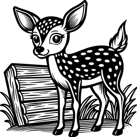 Premium Vector A Black And White Drawing Of A Deer With White Spots