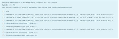 Solved Suppose The Gradient Vector Of The Two Variable