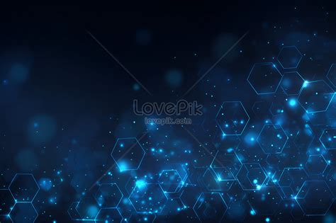 디지털 연결 기술 배경을 가진 블루 헥사 폰