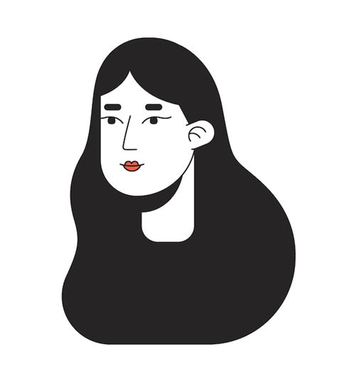 긴 머리 백인 여성 2d 선형 만화 캐릭터 머리 매력적인 사업가 젊은 고립된 선 ⁇ 터 사람 얼굴 ⁇ 배경 파란 머리 여성 사려