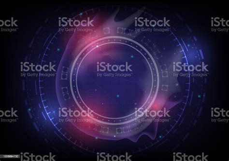 추상적인 하이테크 배경 가상 현실 하이테크 혁신 헤드업 디스플레이 인터페이스 미래의 공상 과학 소설 은 화상의 연기와 Hud 원을 빛나는 디지털 비즈니스 Brand Name