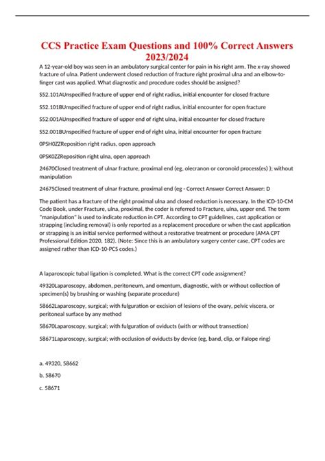 Ccs Practice Exam Questions And 100 Correct Answers 2023 2024 Ccs Stuvia Us